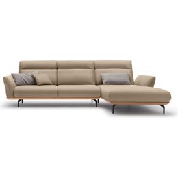 Creation BY ROLF BENZ Ecksofa &raquo;CR.460&laquo; Sockel in Eiche, Winkelf&uuml;&szlig;e in Umbragrau, Breite 318 cm beige NaturLEDER OSKAR (echtes Rindsleder)
