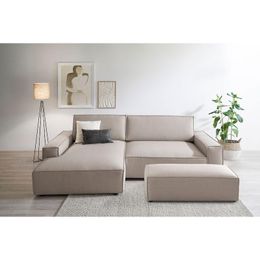Home Affaire Polsterecke &raquo;SHERWOOD XXL tief, L-Form, Schlaffunktion, Bigsofa, Cord, Leinenoptik&laquo; Hocker stellbar zum Schlafsofa (Krokodilverbinder), 