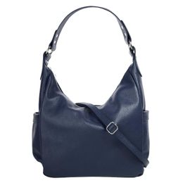 Samantha Look Damen Shopper echt Leder, Made in Italy blau