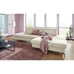Sit & More sit&more Ecksofa &raquo;Brisbane L-Form&laquo; Fu&szlig;h&ouml;he 12 cm, inklusive Sitztiefen-, Armteil- und Kopfteilverstellung beige Soft clean (98% Polyester, 2% Polyamid