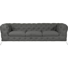 Home Affaire Chesterfield-Sofa &raquo;Amaury&laquo; aufw&auml;ndige Knopfheftung, moderne Chesterfield Optik, Fu&szlig;farbe w&auml;hlbar grau Struktur (100% Polyester9;Samtoptik