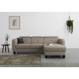 Sit & More sit&more Ecksofa &raquo;Belluci L-Form&laquo; inklusive Federkern, wahlweise mit Bettfunktion und Bettkasten braun
