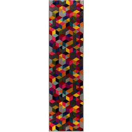 FLAIR RUGS L&auml;ufer &raquo;Dynamic&laquo; rechteckig 10 mm H&ouml;he fu&szlig;bodenheizungsgeeignet, Cube Muster, bunt, Wohnzimmer, L&auml;ufer bunt Polypropylen
