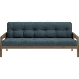 Karup Design Schlafsofa Mit Holzstruktur, inkl. Futonmatratze, Liegefl&auml;che 130x190 cm blau 80% Baumwolle + 20% polyester