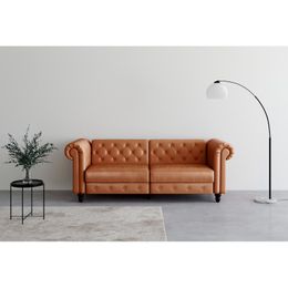 3-Sitzer &raquo;Felix, Schlafsofa 236 cm, (Liegefl&auml;che 108x190cm), R&uuml;ckenlehne&laquo; 3-fach verstellbar, Velours, Kunstleder, Luxus-Microfaser Vintage braun