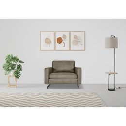 Home Affaire Loveseat &raquo;Pinto 105 cm, Cord, Chenille, Lederoptik&laquo; mit Keder, Metallf&uuml;&szlig;en und auch in Cord Bezug erh&auml;ltlich grau Kunstleder (65% 