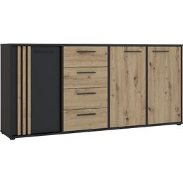 FORTE Sideboard &raquo;Cardigan&laquo; Sideboard, 2 farbig, Stauraum, Schubkasten, Soft Close,Breite 179,4cm schwarz Spanplatte