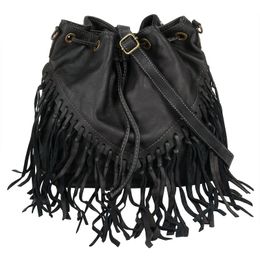 Samantha Look Damen Shopper echt Leder, Made in Italy schwarz