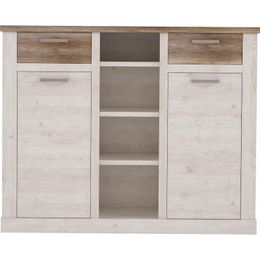 FORTE Highboard &raquo;Duro&laquo; Breite 159,6 cm, Aktenschrank im Landhausstil wei&szlig; FSC -zertifizierter Holzwerkstoff