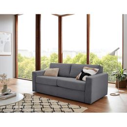 ATLANTIC HOME COLLECTION Schlafsofa &raquo;Rolando, B: 196 cm, Liegefl. 140x190 cm&laquo; mit komfortabler Matratze, Dauerschlafsofa grau 100% PES