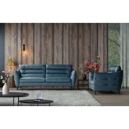 Calia italia 3-Sitzer &raquo;Cabrini, Design trifft super Sitzkomfort,&laquo; in Leder, 220 cm Breite, mit elektrischer Relaxfunktion blau