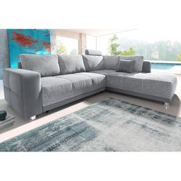 Jockenh&ouml;fer Ecksofa &raquo;Orlando L-Form&laquo; mit Bettfunktion, Bettkasten und Federkern, mit 1 oder 3 Kopfst&uuml;tzen grau Softlux -Kunstleder, im Korpus;Farbe greige: 