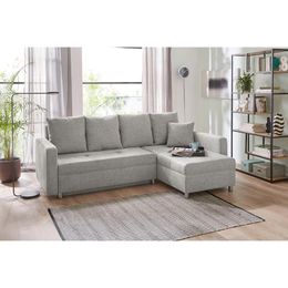Jockenh&ouml;fer Ecksofa &raquo;Kappeln L-Form&laquo; inklusive Bettfunktion, Bettkasten, Ottomane links oder rechts grau Korpus: 100% Polyester;Kissen: 100% Polyester