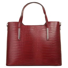 CLUTY Damen Henkeltasche echt Leder, Made in Italy rot