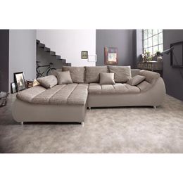 Home Affaire Ecksofa &raquo;Imola, bequem, aktuelle Steppung im Sitz, L-Form, Breite 270cm&laquo; wahlweise mit Bettfunktion braun Microfaser PRIMABELLE (100% 