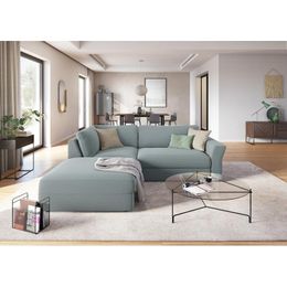 Sit & More sit&more Ecksofa &raquo;Cadabra L-Form&laquo; Breite 243 cm, inklusive Sitztiefenverstellung blau Samtoptik (100% Polyester);Soft clean (98% Polyester, 2% 