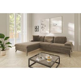 Sit & More sit&more Ecksofa &raquo;Morris Jubi L-Form, B: 247 cm&laquo; mit Armteilfunktion & 1 Zierkissen, optional Bettfunktion braun 100% Polyester