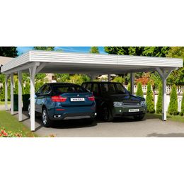 Skan Holz Doppelcarport &raquo;Spessart&laquo; Leimholz 550 cm wei&szlig; wei&szlig;