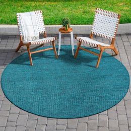 Sanat Teppich &raquo;Melissa 8000&laquo; rund 10 mm H&ouml;he Kurzflor, In -und Outdoor geeignet, Wohnzimmer blau Kunstfaser