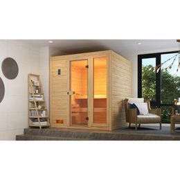 Weka &raquo;Massivholzsauna VALIDA 3&laquo; Blockbohlen, Fensterelement, moderne Ganzglast&uuml;r beige