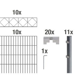 Alberts Doppelstabmattenzaun &raquo;Bergen&laquo; anthrazit, H&ouml;he: 100-160cm, Gesamtl&auml;nge: 10-20m, zum Einbetonieren grau Stahl