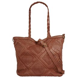 Samantha Look Damen Shopper echt Leder, Made in Italy braun