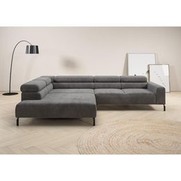 Home Affaire Ecksofa &raquo;Antonelli, L-Form, inkl. Kopfteilverstellung, Breite 312 cm&laquo; mit elektrischer Sitztiefenverstellung, in Cord, dunkelgrau grau 95