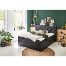 ATLANTIC HOME COLLECTION Boxbett &raquo;Meike&laquo; mit XXL-Bettkasten und Topper schwarz Bezug Bett: Kunstleder;Taschen-Federkernmatratze: Kunstleder; Jersey (