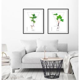 queence Bild &raquo;Mentha&laquo; Pflanzen Pflanzenbilder Schriftzug 1 Stk. tlg. HD Premium Poster-Druck inkl. Holzrahmen gr&uuml;n Acrylglas, Holz, Papier