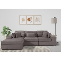 OTTO home Ecksofa &raquo;Florid L-Form&laquo; 3 Teile, bestehend aus Modulen, viele Bezugsqualit&auml;ten, auch in Cord grau Baumwollmix (60% Baumwolle/40% Leinen);