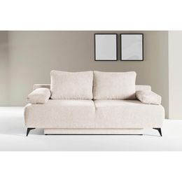 WERK2 Schlafsofa &raquo;Viktoria mit Komfortsitz- und Liegeh&ouml;he, Breite 200cm,&laquo; bequemes 2-Sitzer Schlafcouch mit Bettkasten beige 95% Polyester, 5% 