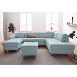 Sit & More sit&more Wohnlandschaft &raquo;Picasso U-Form&laquo; wahlweise mit Bettfunktion und Bettkasten blau Luxus-Microfaser ALTARA NUBUCK (100% Polyester) / Struktur 