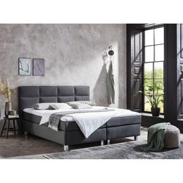 Westfalia Schlafkomfort Boxspringbett mit Topper grau Bezug Bett: Feinstruktur 100% Polyester;Bezug Bonnell-Federkernmatratze: 100% Polyester;Bezug Kaltschaummatratze: 100% 