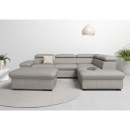 Home Affaire Ecksofa &raquo;Alberto L-Form&laquo; mit Kopfteilverstellung, wahlweise mit Bettfunktion grau Luxus-Microfaser Lederoptik (100% Polyester);Luxus-