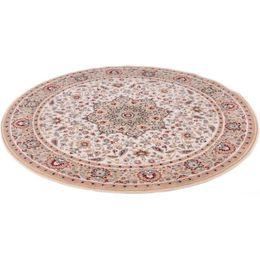 Theko Wollteppich &raquo;Dolna - 859&laquo; rund 10 mm H&ouml;he Kurzflor, reine Wolle, Orient-Optik beige Schurwolle