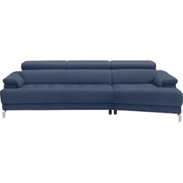 Egoitaliano Ecksofa &raquo;Soul, extravagantes Designsofa, Megasofa, super bequem, tolle Details&laquo; mit Trapez-Abschlu&szlig;element, inkl verstellbarer Kopfteile blau Leder &raquo;