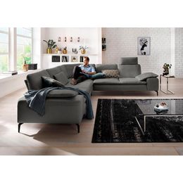 W.Schillig Ecksofa &raquo;valentinoo, Designsofa, elegant und bequem, L-Form&laquo; mit Sitztiefenverstellung, Breite 318 cm grau Longlife Xtra-Leder Z73: 