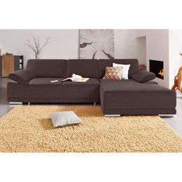 Sit & More sit&more Ecksofa &raquo;Coria L-Form&laquo; mit XL-Recamiere, wahlweise mit Bettfunktion braun Kunstleder SOFTLUX ;Struktur ( 100% Polyester);Struktur fein ( 90% 