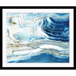 queence Bild &raquo;Sonja&laquo; Abstrakt Spa Spirituelle Bilder Stein HD Premium Poster-Druck inkl. Holzrahmen blau Acrylglas, Holz, Papier