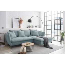 OTTO home Ecksofa &raquo;LIVORNO,258 cm, L-Form,&laquo; Schlaffunktion u. Bettkasten (139/224cm), Samt, Struktur, Webstoff blau 100% Polyester;PU-Schaum und Nosag