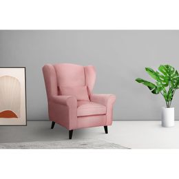 Home Affaire Sessel &raquo;Ohrensessel CHISTELLE, wahlweise mit Polsterhocker&laquo; mit Wellenunterfederung, Ma&szlig;e: B/T/H: 81/87/99 cm rosa 100% Polyester