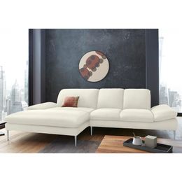 W.Schillig Ecksofa &raquo;enjoy&MORE, Designsofa, elegant und bequem, L-Form&laquo; mit Sitztiefenverstellung, F&uuml;&szlig;e silber matt, Breite 310 cm wei&szlig; Chenille-
