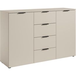 HBZ-MEBLE HBZ Sideboard &raquo;Linz Kommode, BxHxT 135x90x40cm&laquo; 1 Stk. tlg. Breite 135cm,Lip-Griff, Melaminbeschichtung beige Holzwerkstoff