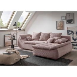 Home Affaire Ecksofa &raquo;Imola, bequem, aktuelle Steppung im Sitz, L-Form, Breite 270cm&laquo; wahlweise mit Bettfunktion rosa Microfaser PRIMABELLE (100% 