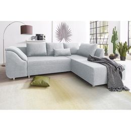Collection AB Ecksofa &raquo;Sally L-Form&laquo; mit und ohne Bettfunktion, inklusive loser R&uuml;cken- und Zierkissen grau Microfaser PRIMABELLE (100% Polyester) / 