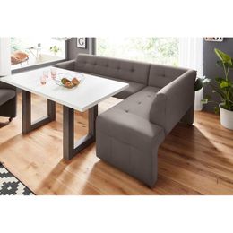 exxpo - sofa fashion Eckbank &raquo;Barista mit toller Detailverarbeitung, hohe Bodenfreiheit&laquo; Komfortsitzh&ouml;he 49cm, Frei im Raum stellbar grau Microfaser (