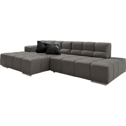 designwerk Ecksofa &raquo;Temple, Designsofa trifft hohen Sitzkomfort, L-Form&laquo; mit Sitztiefenverstellung grau 100% Polyester