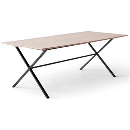Esstisch &raquo;Meza Designtisch mit Auszugsfunktion und 2 Einlegeplatten&laquo; rechteckige Tischplatte MDF, gekreuztes Metallgestell beige Tischplatte: Wei&szlig; 