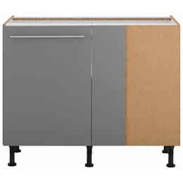 Optifit Eckunterschrank &raquo;Bern&laquo; 100 cm breit, mit 1 T&uuml;r mit h&ouml;henverstellbaren F&uuml;&szlig;en, mit Metallgriff grau