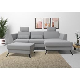 Sit & More sit&more Ecksofa &raquo;Olsen L-Form&laquo; inklusive Sitztiefenverstellung, wahlweise mit Bettfunktion, 15cm hoch grau 100% Polyester